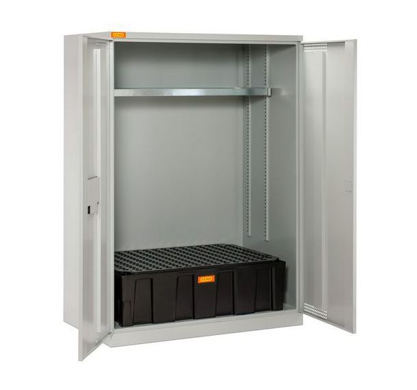 Armoire à fût 14/20 avec bac de rétention et caillebotis PE - Cemo ...