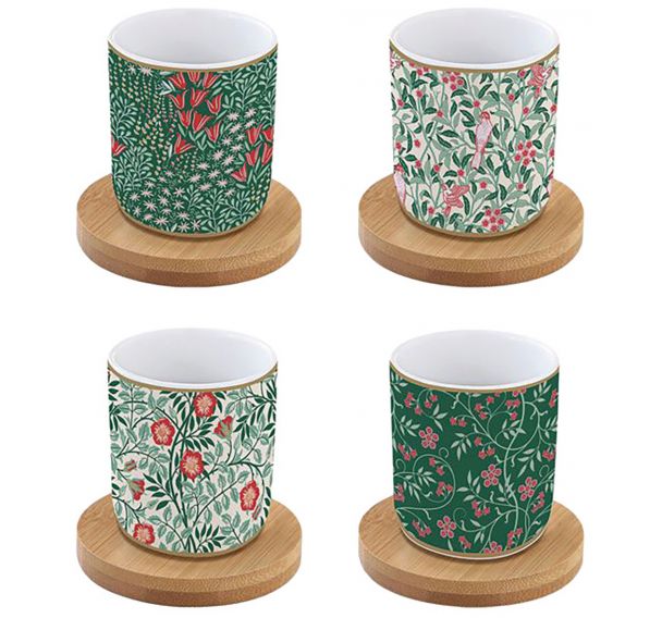Coffret 4 tasses à café 11 cLavec soucoupe en Bambou-Easy Life ...