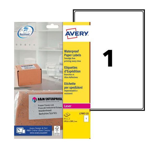 Etiquette d'expédition étanche ultra-adhésive laser - Avery | Manutan ...
