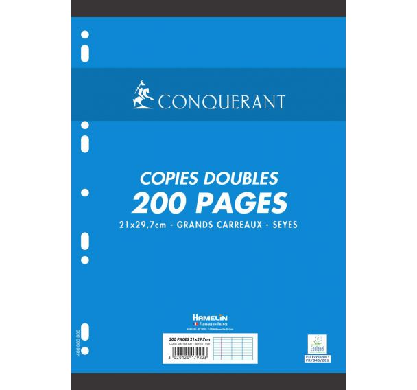 Paquet 50 copies doubles 90g 200p 21x29.7cm seyes perforées | Manutan Collectivités