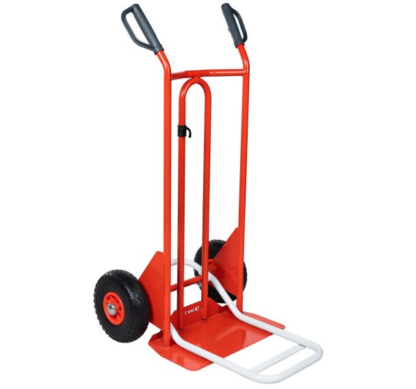 Diable acier bav. fixe/repliable tablier incurvé increvable F:250 kg ...