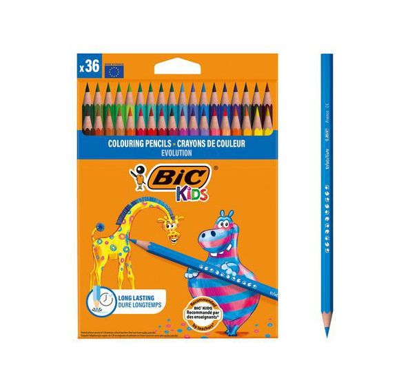 Etui 36 crayons couleurs ass. BIC Kids Evolution Ecolutions | Manutan ...