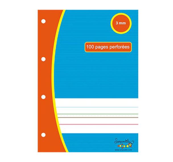 Page feuillet perforée simple interligne 3 mm 90 g 21 x 29,7 cm (Etui ...