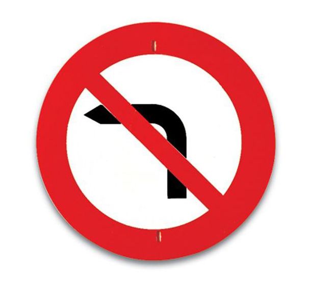 Panneau de signalisation- Interdit de tourner à gauche | Manutan ...