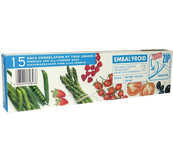 Sac congelation zip 30x40 grand modele x15 | Manutan Collectivités
