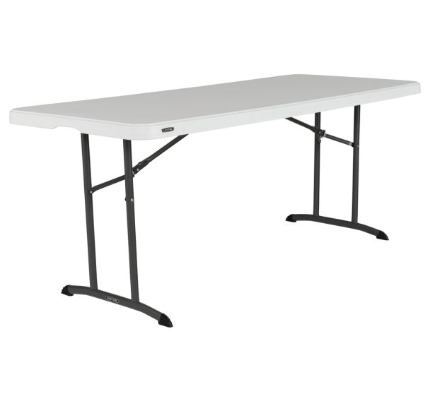 Table pliante LIFETIME 183 x 76 cm blanc pied encastrable | Manutan Collectivités