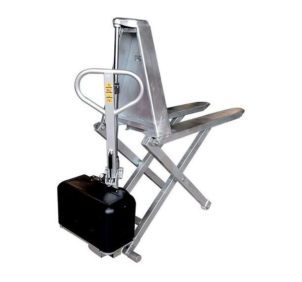 Transpalette galvanisé 1 T haute levée électrique timon monté | Manutan ...